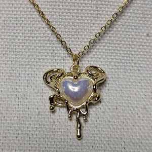 Handmade | Jewelry | Gothic Heart Shaped Dripping Gold Pendant On A ...